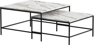 Vicco Couchtisch-Set Ramio, Weiß/Schwarz, 80 x 80 cm 2 Teile, Vicco