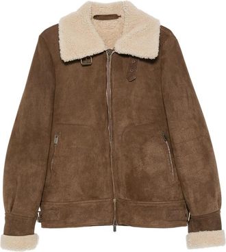 Santoro London Shearling-trim Leather Jacket
