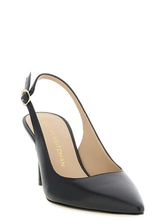 Stuart Weitzman Womens Slingback Heel Black Calfskin Leather