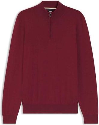 BOSS Pull Ebenji en laine vierge pour homme, bordeaux, L