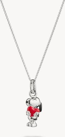 Thomas Sabo Kette aus Silber mit Snoopy-Anh&auml;nger mit Herzdetail im Peanuts-Design in Silber, Schwarz und Rot