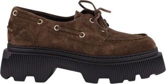 Santoni Femme, Chaussures, Brun, Taille: 41 EU Billie Suede Platform Mocassins