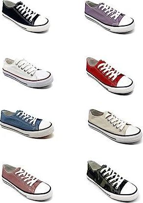 Generic Chaussures plates en toile à lacets pour femme, Jean, 36 EU