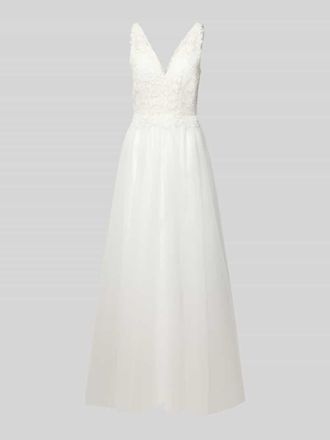 Mascara Abendkleid mit Stitchings und tiefem V-Ausschnitt