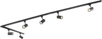QAZQA Système déclairage sur rail moderne avec 6 spots noirs monophasés 300 cm - Iconic Jeana