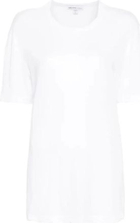 James Perse Femme, Tops, Blanc, Taille: 40 FR Crepe Jersey Oversized Short Sleeve Crew