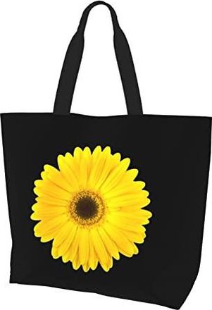 AOOEDM Sac &agrave; provisions r&eacute;utilisable fourre-tout en toile jaune marguerite pour dames