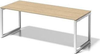 Bisley Cito Schreibtisch, 740 mm höhenfixes O-Gestell, Metall, Mp396 Dekor Ahorn, Gestell Verkehrsweiß, 80 x 200 x 85 cm
