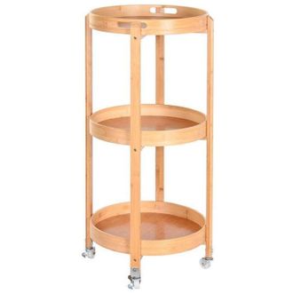 DKD Home Decor Desserte Bambou Inox 44X44X90 3 Estantes Roues