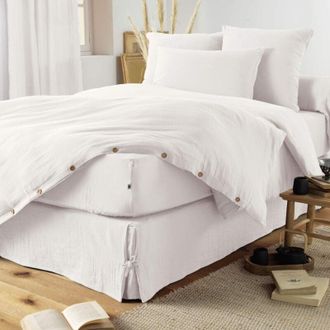 TERRE DE NUIT Terre De Nuit - Housse de couette double gaze de coton blanc 200x200 cm