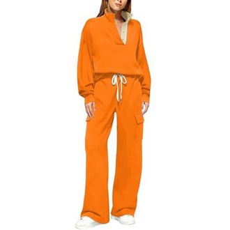 Generic V&ecirc;tements de sport 2 pi&egrave;ces pour femme - Pull &agrave; manches courtes - Pantalon large - Costume d&eacute;contract&eacute; - Ensemble de sport en polaire pour femme, Oran