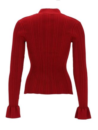 Self Portrait Jewel Button Cardigan - Red