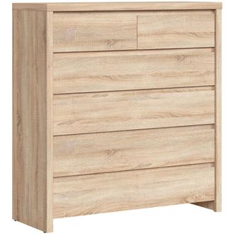 PEGANE Commode chiffonier &agrave; 6 tiroirs, coloris ch&ecirc;ne Sonoma - Longueur 104,5 x Profondeur 40,5 x Hauteur 112 cm