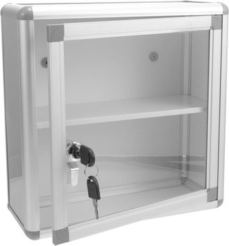 FOMIYES Abschließbarer Wand Medikamentenschrank aus Aluminium Mehrlagiger Kasten mit Großem Fassungsvermögen Sichtbare Verriegelung für Haus Büro Auto und Out