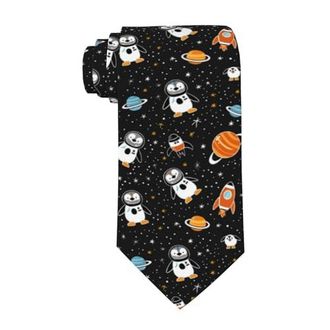 Generic Les Pingouins Explorateurs De LEspace Cravatte Décontractée Cravates Hommes Polyvalente Cravate Homme Pour Affaires Fêtes Entreprise