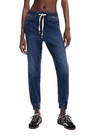Desigual Pantalon Long en Denim pour Femme Jeans, Bleu, X-Small