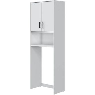 Dmora Mehrzweckschrank Delebio, 2 T&uuml;ren, 3 Regale, 40x206h cm Wei&szlig;