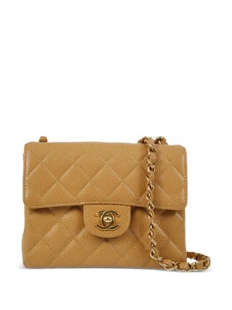 Chanel mini sac porté épaule carré Classic Flap (2003) - Marron