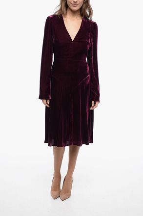 Stella McCartney Asymmetric Velvet Dress with V-Neck Stella McCartney