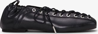 Ganni Ballerines &agrave; lacets en Oleatex noir Oleatex - Taille 40 - Pour Femme