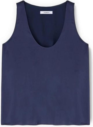 Motivi Viskose Satin Top mit tiefem Ausschnitt - - Tops - Damen - Blau - M
