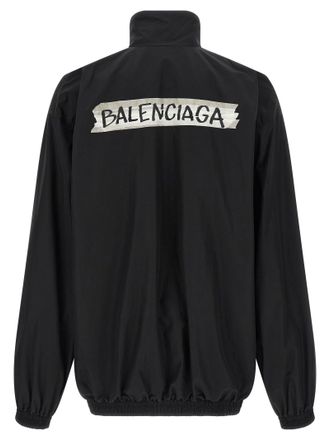 Balenciaga Logo-Print Tech Cotton Poplin Jacket - Black
