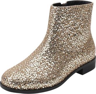 Generic Bottines Paillettes pour Femme Chaussures Scintillantes Sequins &agrave; Talon Plat Bottes Courtes avec Fermeture &Eacute;clair Tendances L&eacute;g&egrave;res Boots Chaussures D