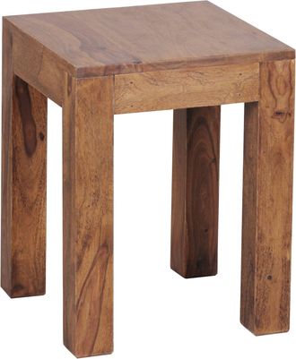 WOHNLING Beistelltisch Mumbai Massiv-Holz Sheesham 35 x 35 cm Wohnzimmer-Tisch Design dunkel-braun Landhaus-Stil Couchtisch