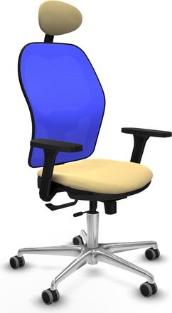 Piqueras y Crespo Ergonomischer Stuhl mit Jorqu&eacute;-Armen, h&ouml;henverstellbarer Lendenwirbelst&uuml;tze und festem Kopfteil, ausgestattet mit Syncro/Traslack und eingespritztem S