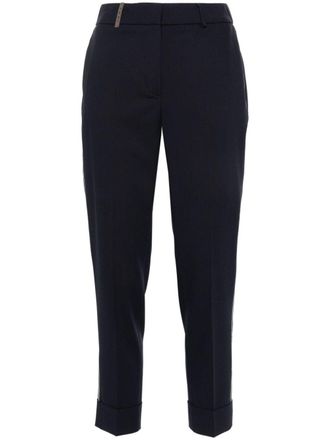 PESERICO pantalon &agrave; d&eacute;tails de perles - Bleu