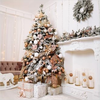 Wallario Sticker/Aufkleber f&uuml;r K&uuml;hlschrank/Geschirrsp&uuml;ler/K&uuml;chenschr&auml;nke, Selbstklebende Folie - 60 x 60 cm, Motiv: Eleganz unterm Weihnachtsbaum