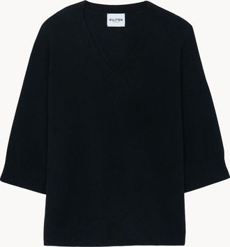 Kujten Pull cachemire col V oversize manche 3/4, 4 fils - Pull Mathilda