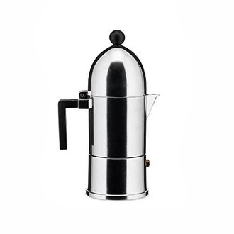 Alessi A9095/3 B la Cupola Cafetière Espresso en Fonte Daluminium, Poignée et Pommeau en Résine Thermoplastique Noir, 3 Tasses