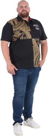 Ruckfield Polo en coton biologique noir imprim&eacute; avec une coupe droite et un col &agrave; revers - Taille xx_l