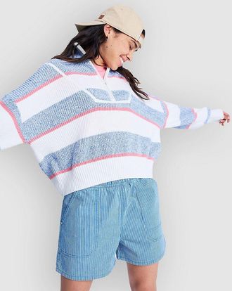 Roxy Stay Wavy Mid Shorts coconut milk denim stripe