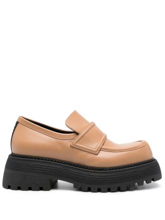 3Juin mocassins en cuir &agrave; semelle &eacute;paisse 65 mm - Marron