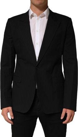Dolce & Gabbana Pinstriped Cotton Blazer - Black