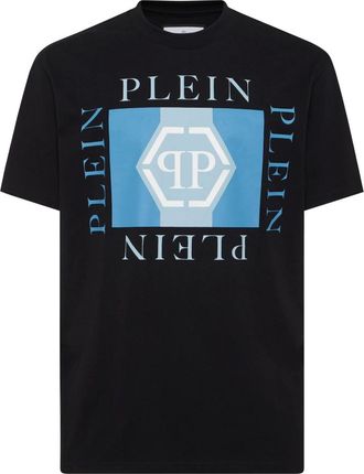 Philipp Plein Homme, Tops, Noir, Taille: XL T-Shirt Round Neck Ss Hexagon