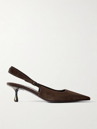 Jimmy Choo London Amel 50 Slingback-pumps Aus Veloursleder - Braun
