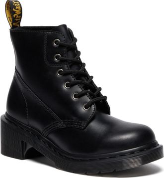 Dr. Martens Schn&uuml;rboots DR. MARTENS Alderstone, Damen, Gr. 36, schwarz, Leder, Basic, Schuhe Schn&uuml;rboots, Stiefelette, Schn&uuml;rboots mit Blockabsatz