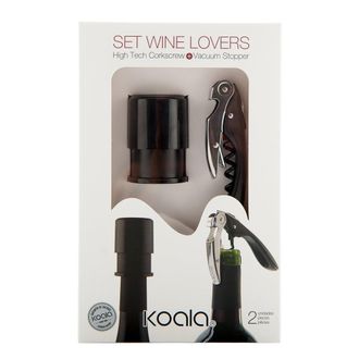 Koala 6335NN02 Korkenzieher und Vakuumdeckel, Edelstahl, Schwarz