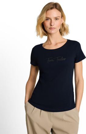 Tom Tailor Kurzarmshirt TOM TAILOR, Damen, Gr. XXL, blau (sky captain blau), Single Jersey, Obermaterial: 100% Baumwolle, unifarben, regular fit h&uuml;ftbedeckend, R
