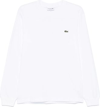 Lacoste Langarmshirt mit Logo-Patch - Wei&szlig;
