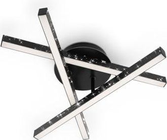 Briloner Briloner Leuchten - LED Deckenleuchte mit Glitzereffekt, warmweiße Lichtfarbe, LED Deckenlampe in schwarz, 15 Watt Wohnzimmerlampe, 400x355x112mm(LxBx