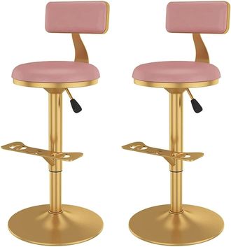 Generic Barhocker, 60-80 cm hoch, 2er-Set drehbare Barhocker aus PU-Leder mit R&uuml;ckenlehne, D-f&ouml;rmiges Metallbein mit Fu&szlig;st&uuml;tze/60-80 cm