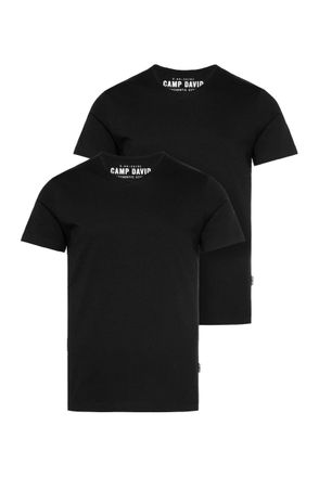 Camp David Herren Basic T-Shirt V-Neck 2er-Pack Black XXXL