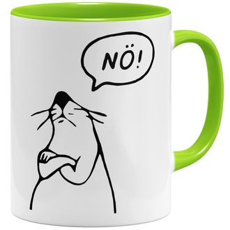 OM3 Lustige Tasse mit Spruch - Otter - Keine Lust - Dagegen! | Keramik Becher | 11oz 325ml | Beidseitig Bedruckt | Hellgr&uuml;n