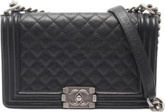 Chanel Sac &agrave; bandouli&egrave;re Pre-owned Boy en cuir grain&eacute; - Femme - Pre-owned - Noir - Taille: ONE Size