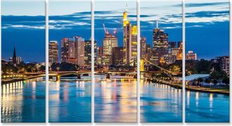 Islandburner Bild auf Leinwand Schöne Aussicht Auf Frankfurt Am Main Skyline An Der Dämmerung Bilder Wandbilder Poster