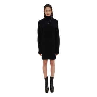 Atlein Asymmetrisches Strickkleid mit Kragen - - Dresses - Damen - Blau - M
